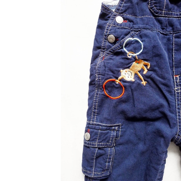 Lo-Zoo | One Pieces | Monkey Embroidered Cargo Corduroy Overalls 8 Mnth ...